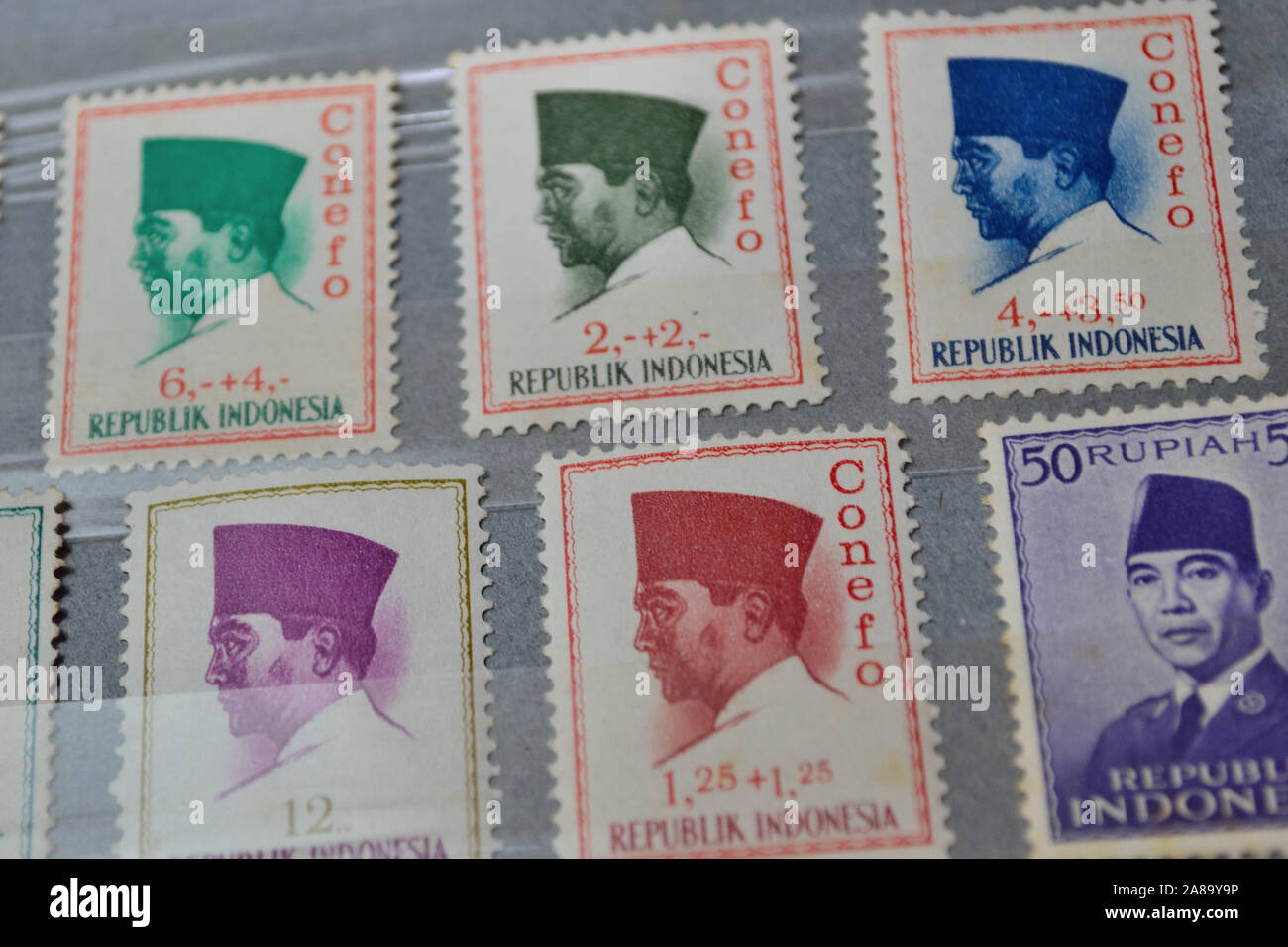 Vintage Indonesian postage stamps Stock Photo - Alamy