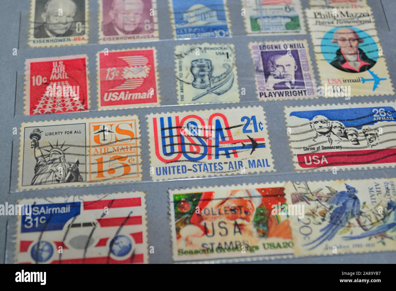 Vintage postage stamps US Airmail Stock Photo - Alamy