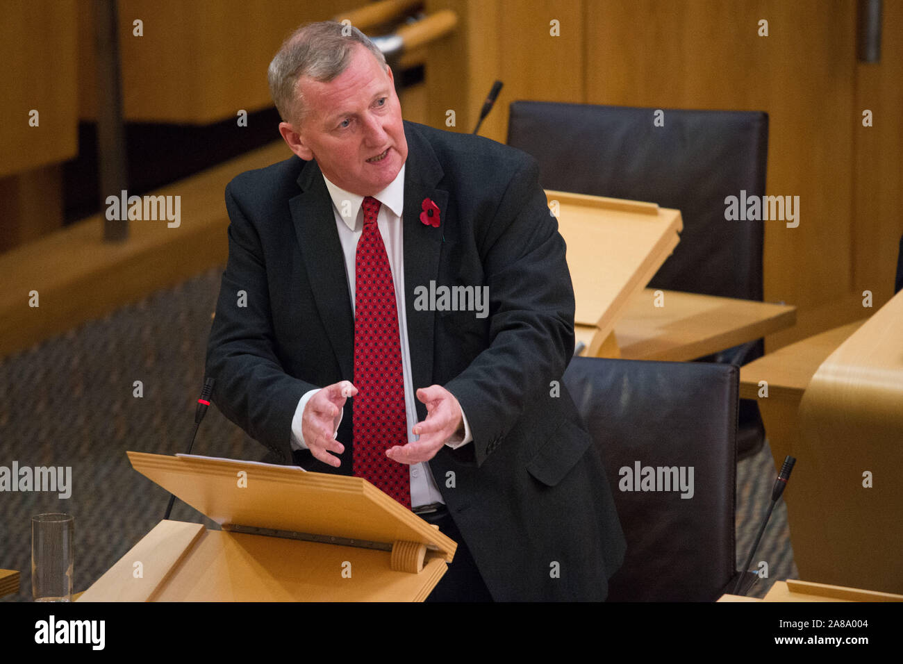 Edinburgh, UK. 7 November 2019.Pictured: Alex Rowley MSP. Stage 1 ...