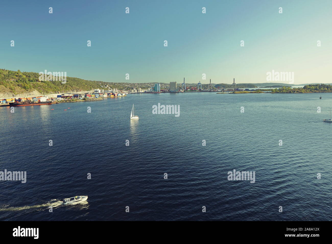 Oslo fjord with boat and sea view Stock Photo - Alamy
