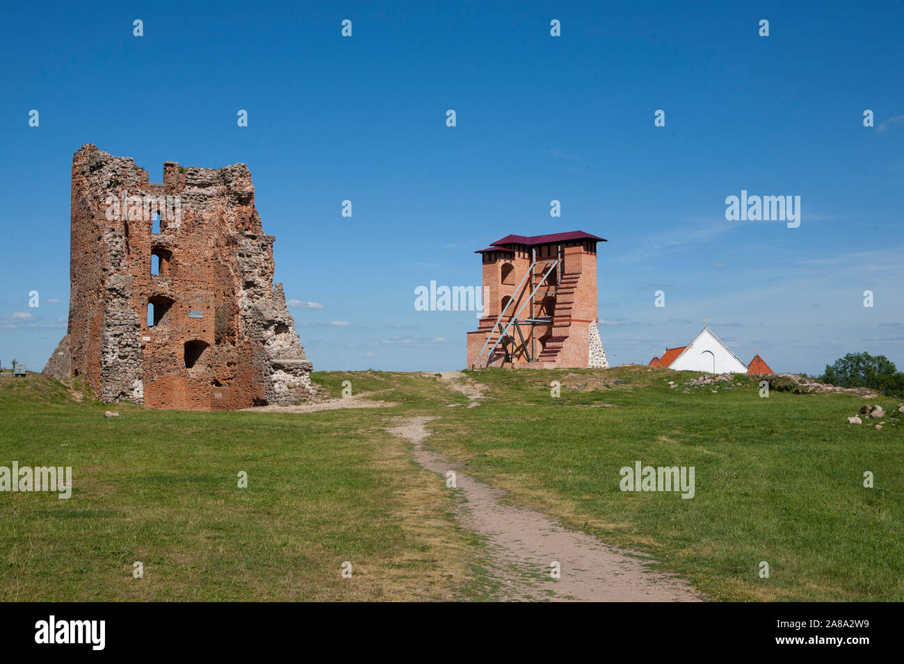 Navahrudak, Belarus - ancient castle: ruins of towers Stock Photo - Alamy