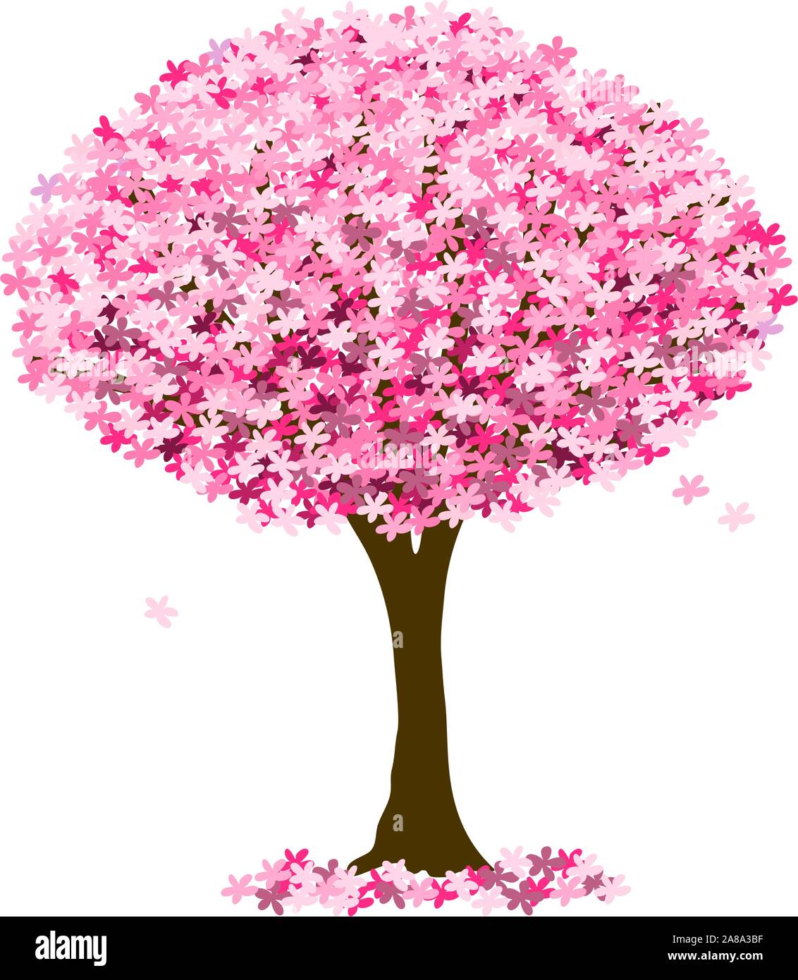 Hand drawn blooming pink sakura tree, vector logo Stock Vector Image ...