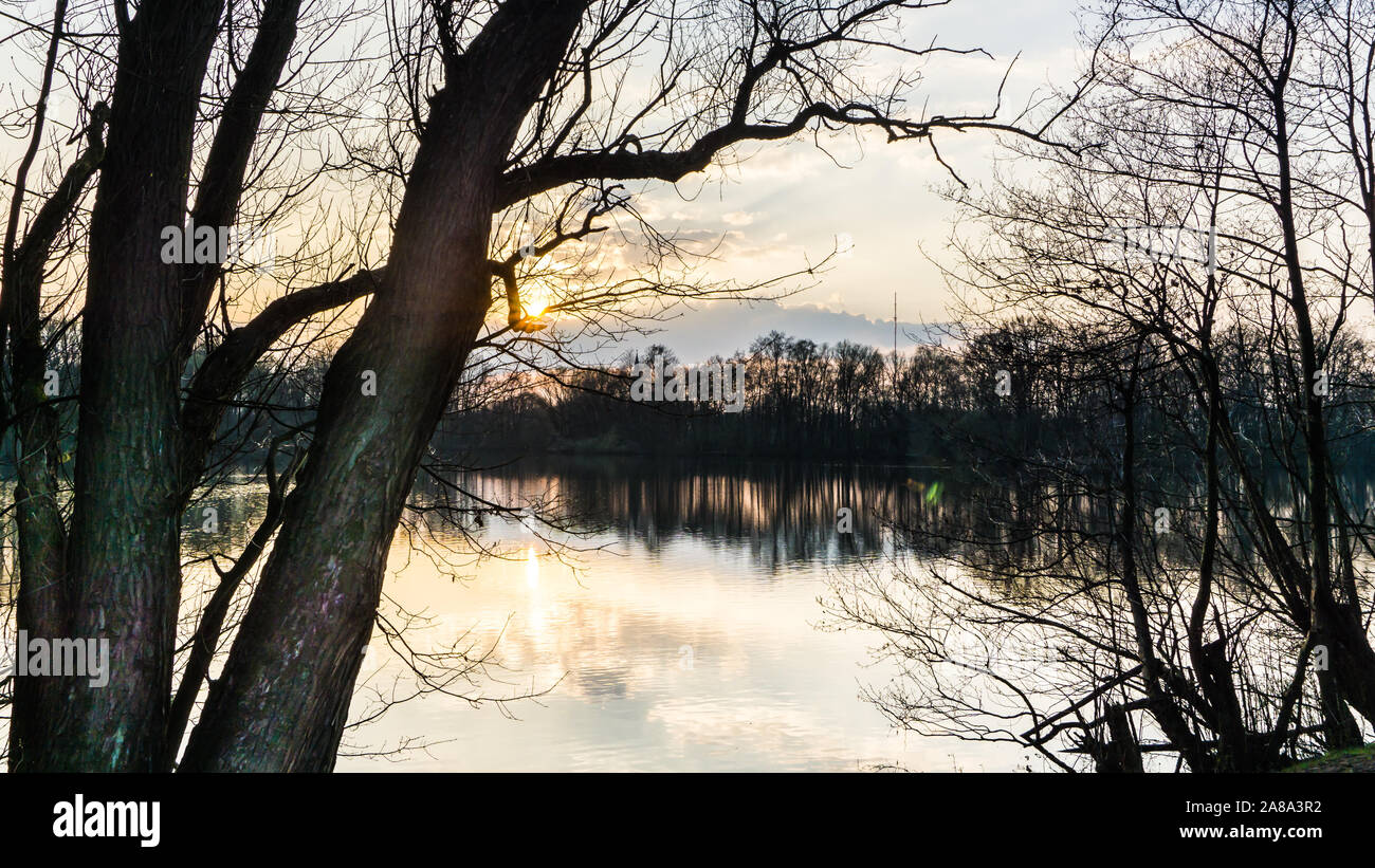 Beautiful lake sunrise surrounded forest hi-res stock photography and ...