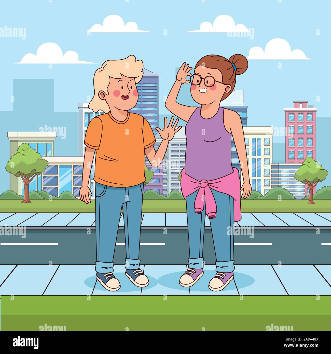 Cartoon Boy Talking To Girl