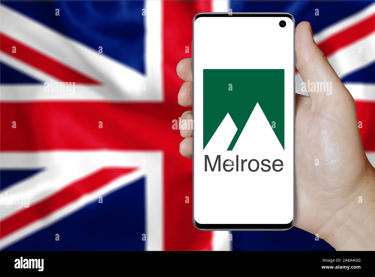 Logo of public company Melrose Industries displayed on a smartphone ...