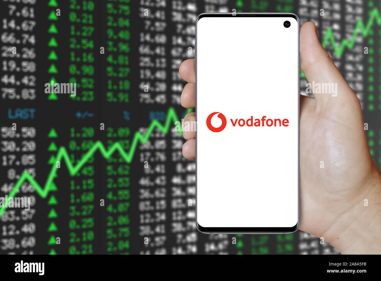 Logo of public company Vodafone Group displayed on a smartphone ...