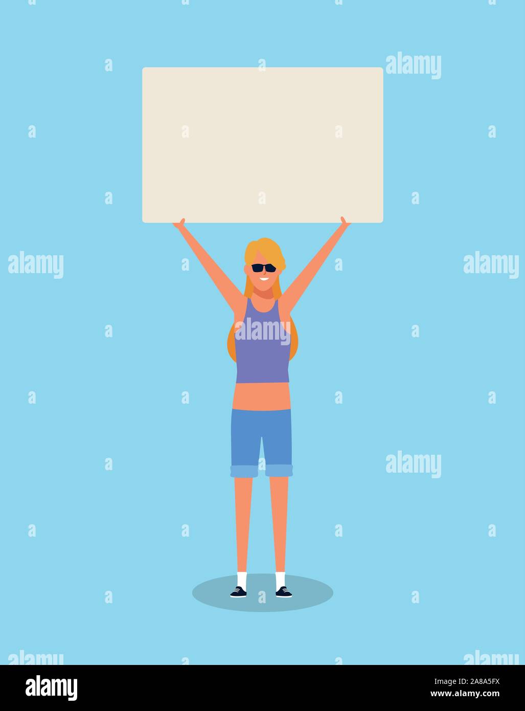 cartoon woman standing with blank poster Stock Vector Image & Art - Alamy