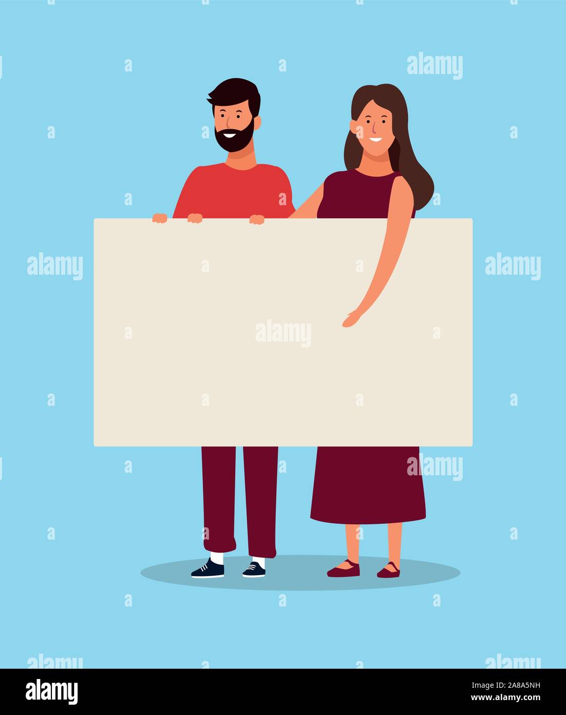 cartoon woman and man with blank placard Stock Vector Image & Art - Alamy