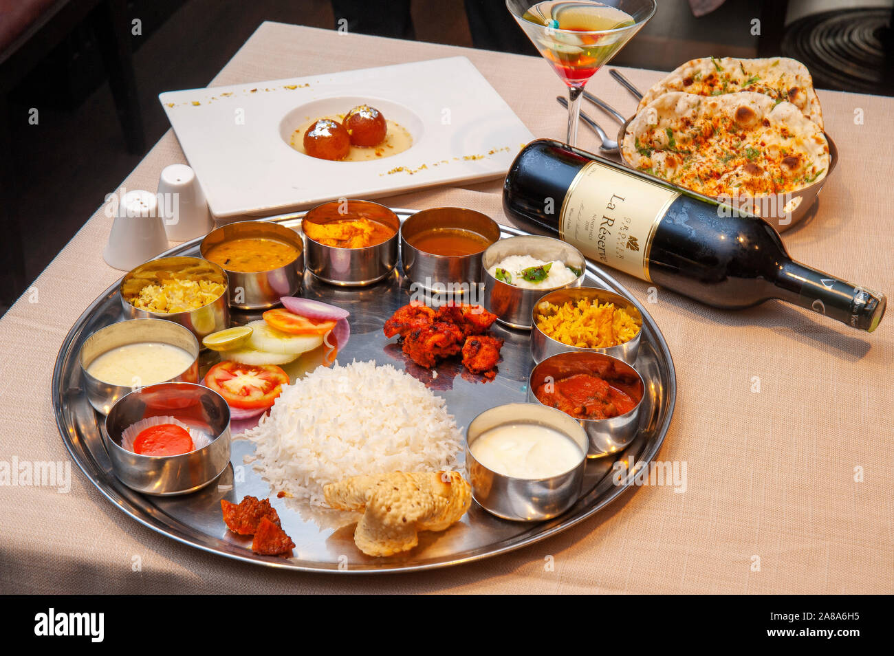 Traditional way to serve food on a tray, Bangalore, Karnataka, India ...
