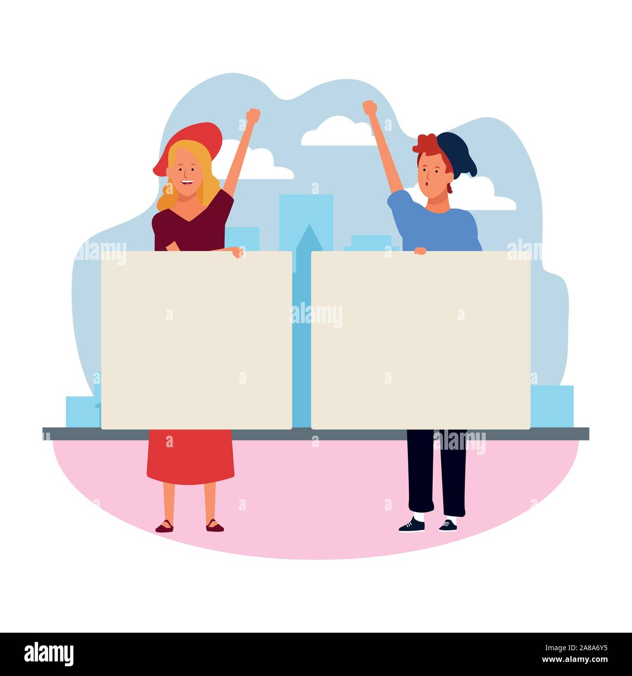 Political cartoon woman protesting protest Stock Vector Images - Alamy