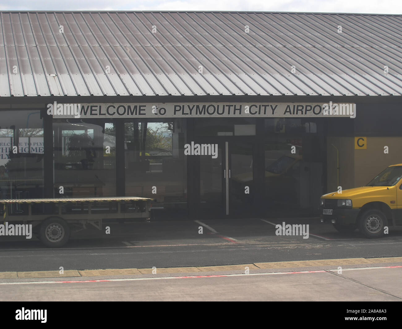 The entrance to Plymouth City Airport that was shut down in 2011 Stock ...