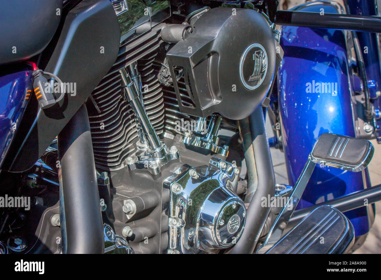 Detail of a motorcycle engine Stock Photo - Alamy
