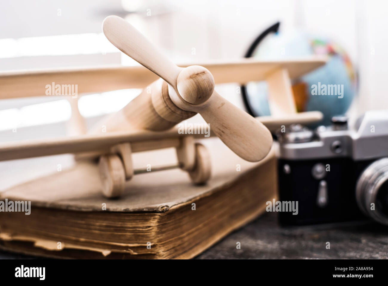 beautiful handmade wooden toy-plane Stock Photo - Alamy