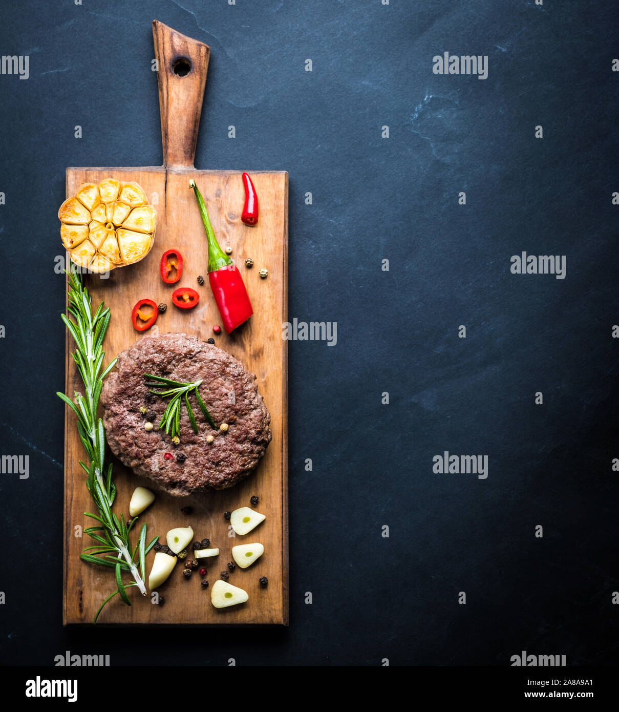 Top view of delicious beef burger Stock Photo - Alamy