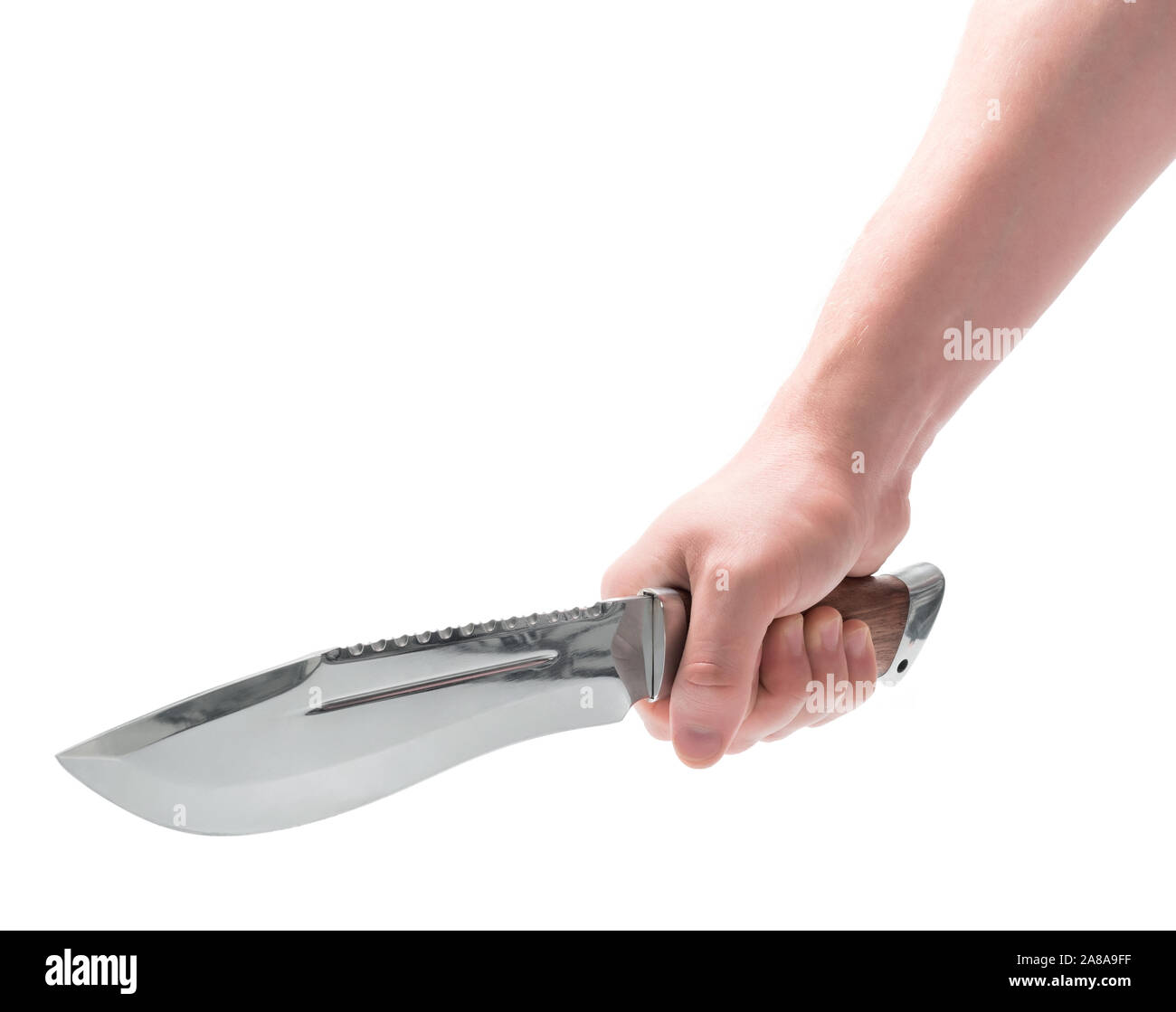 Hand holding hunting knife Stock Photo - Alamy