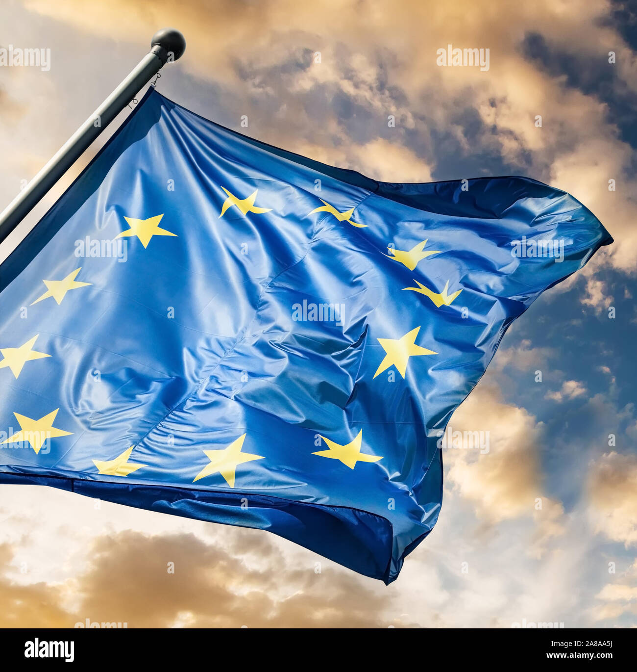 EU flag against sunset sky Stock Photo - Alamy