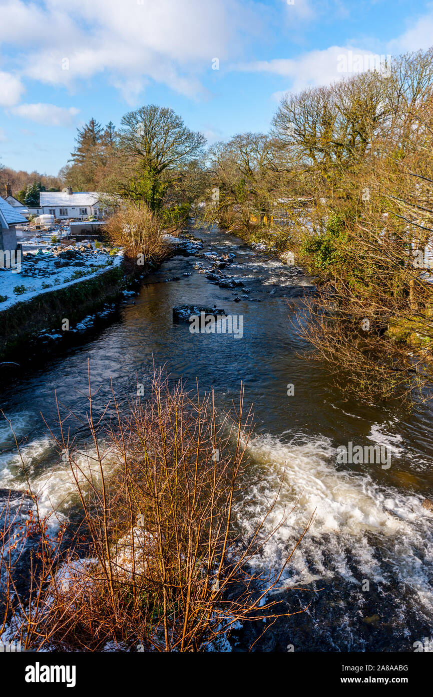 The river Afon Dwyfor Llanystumdwy, Gwynedd, in snow Stock Photo - Alamy