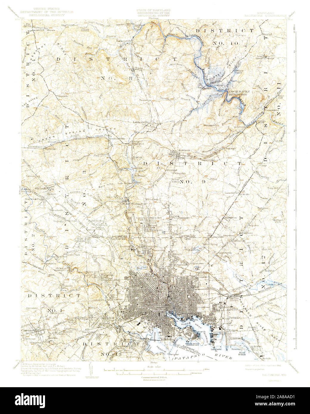 USGS TOPO Map Maryland MD Baltimore 461350 1904 62500 Stock Photo - Alamy