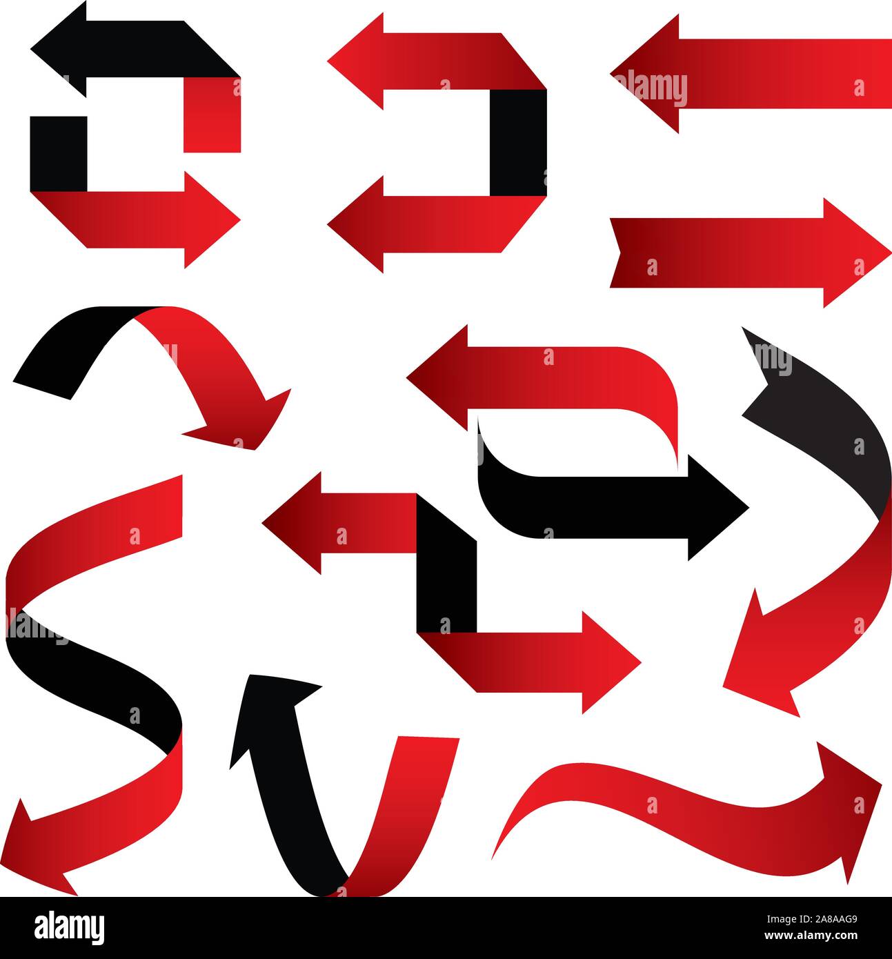 Set of red vector arrows 3d. Graphic element for web and design ...