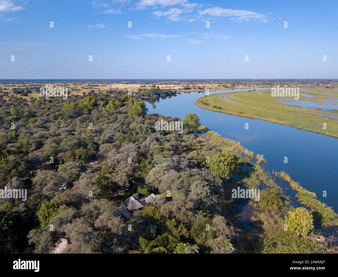 Okavango delta Aerial landscape in Namibia and Angola border. River ...