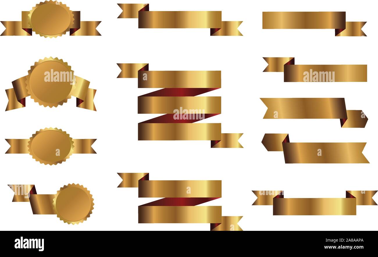 Vector gold award ribbons hi-res stock photography and images - Alamy