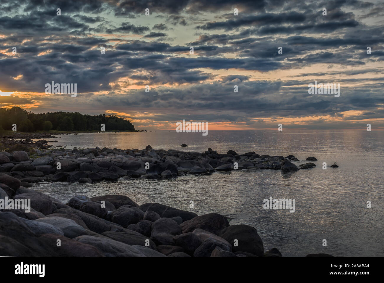 The Gulf of Finland, Estonia.Wild rocky coastline of the Baltic sea ...