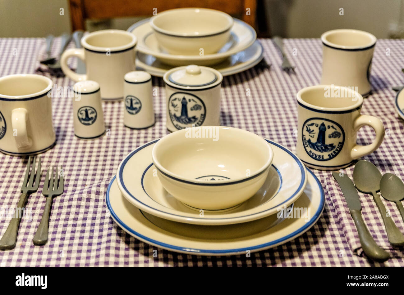 A vintage lighthouse keeper’s kitchen is displayed at the Pensacola ...
