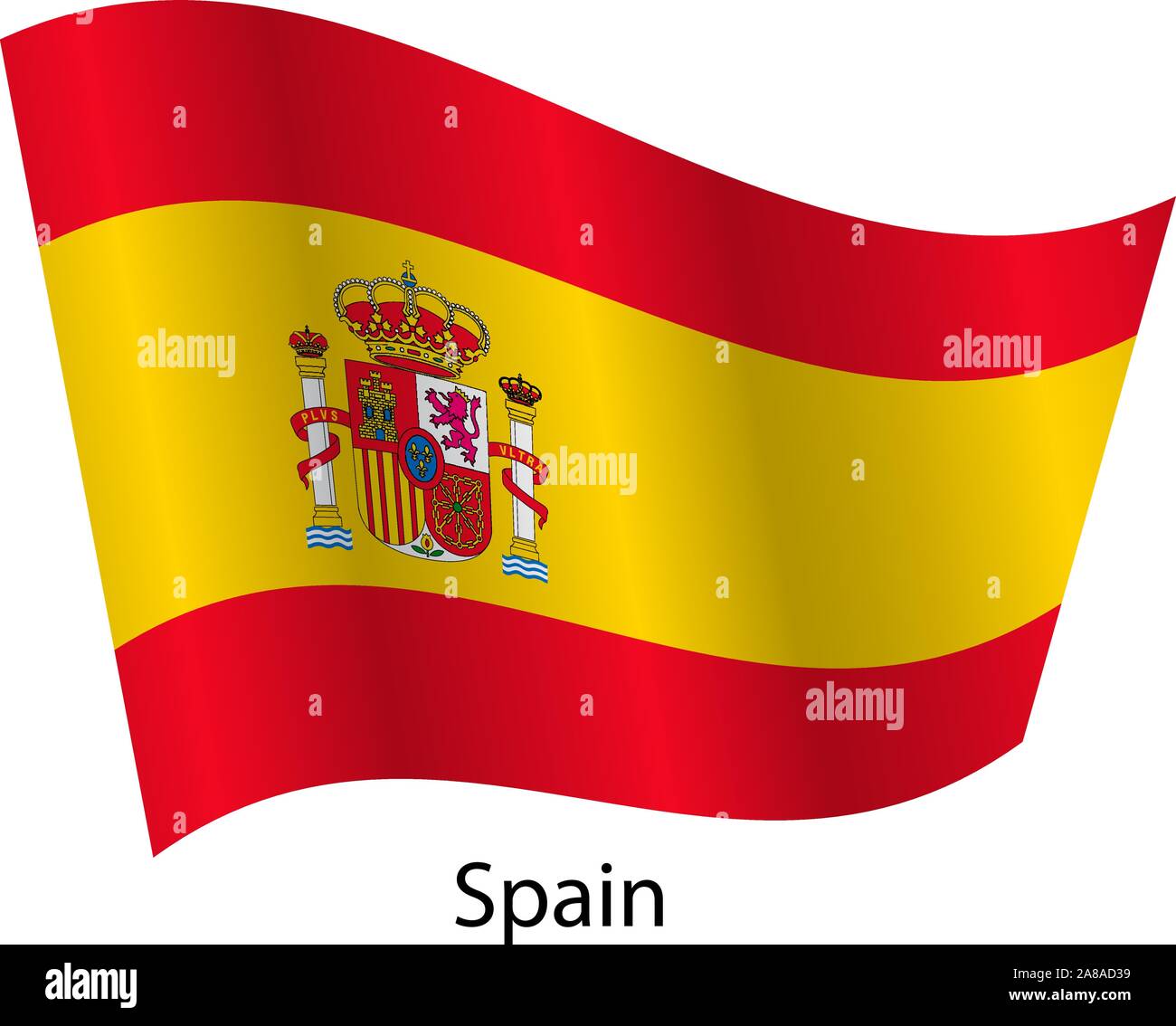 Flag of the country Spain with the signature of the name country Stock ...