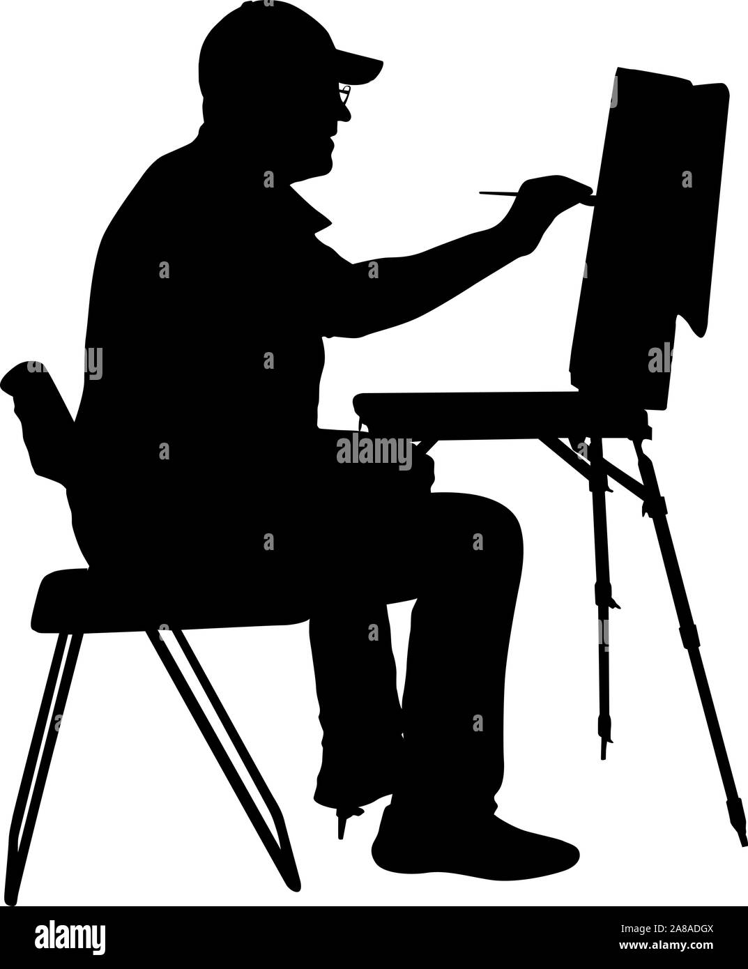 Silhouette, artist at work on a white background Stock Vector Image ...