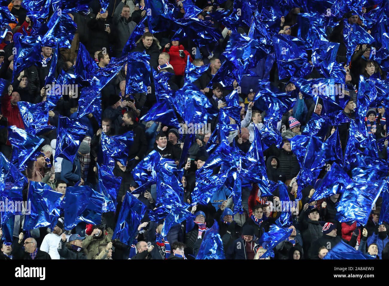 Rangers fans during the UEFA Europa League match at Ibrox Stadium ...