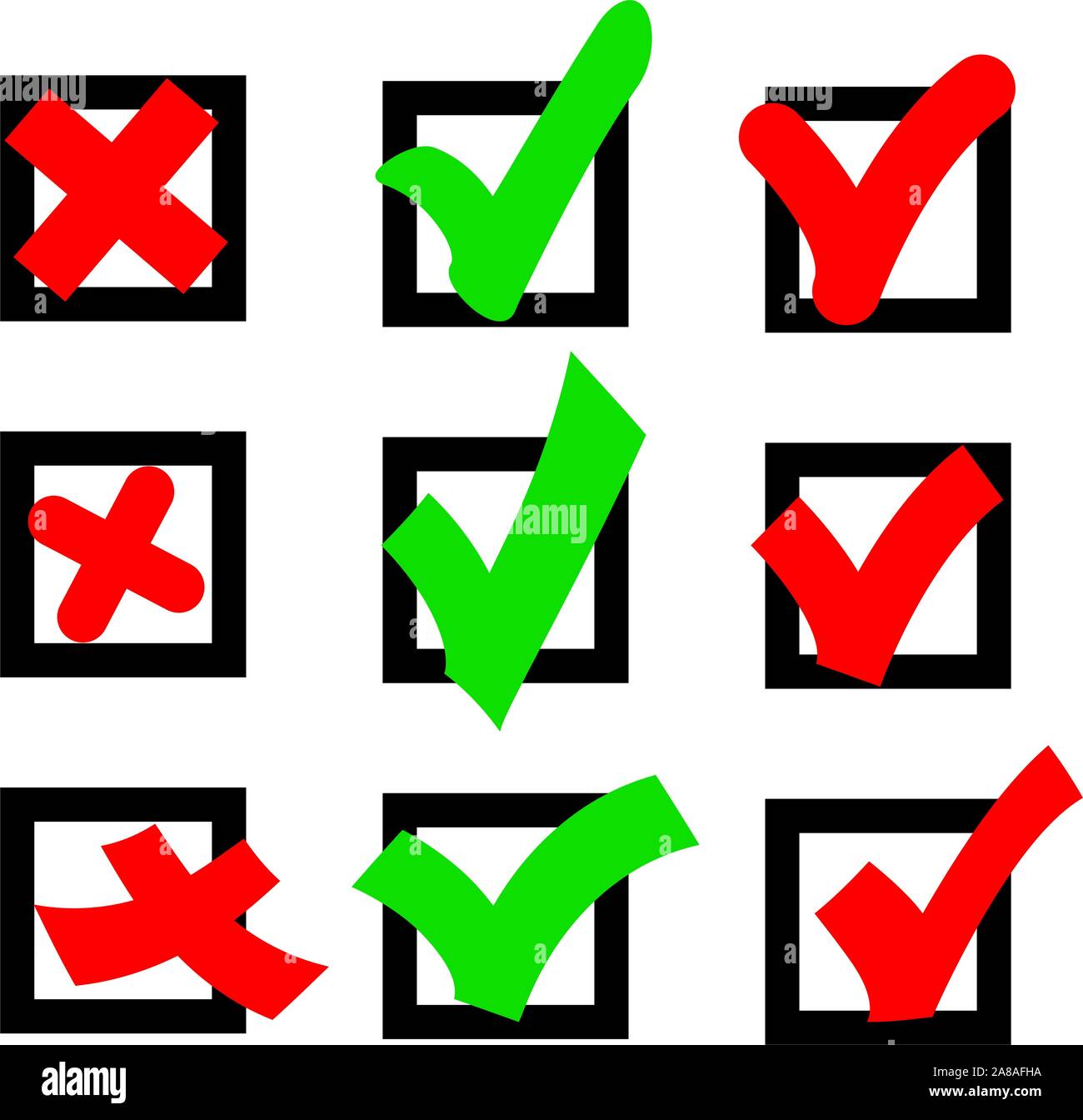 Icon sign green a red to vote Yes and No In a square box against Stock ...