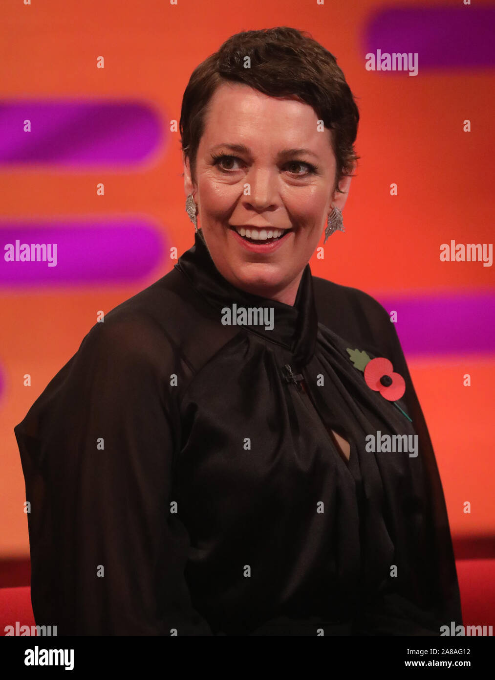 Olivia Colman during the filming for the Graham Norton Show at BBC Studioworks 6 Television ...