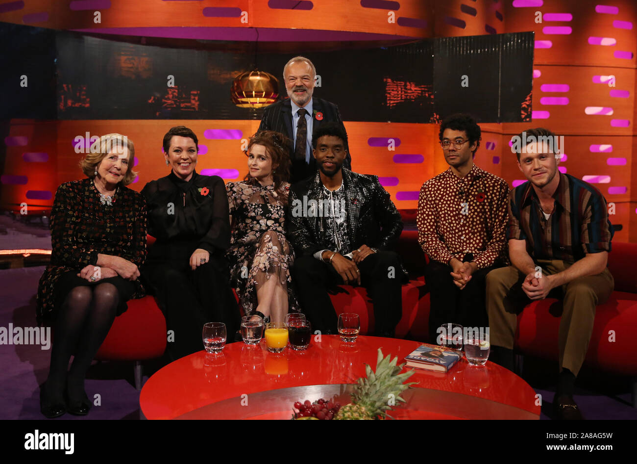 Host Graham Norton with (seated left to right) Lady Anne Glenconner ...