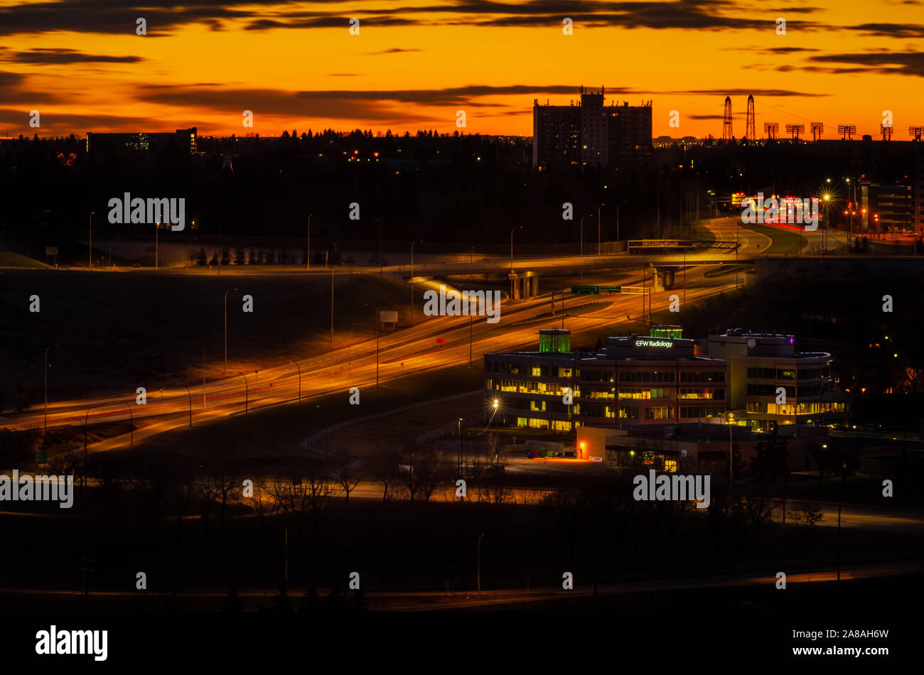 Sunrise of Calgary Alberta Canada Stock Photo - Alamy