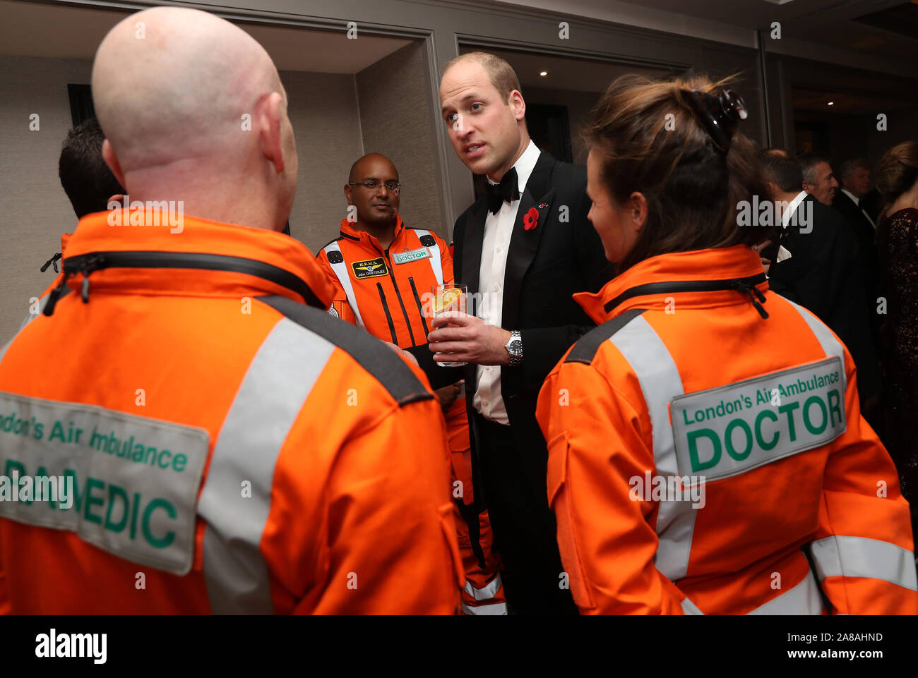 The Duke of Cambridge speaks with (left to right) Paramedic Steve Jones ...