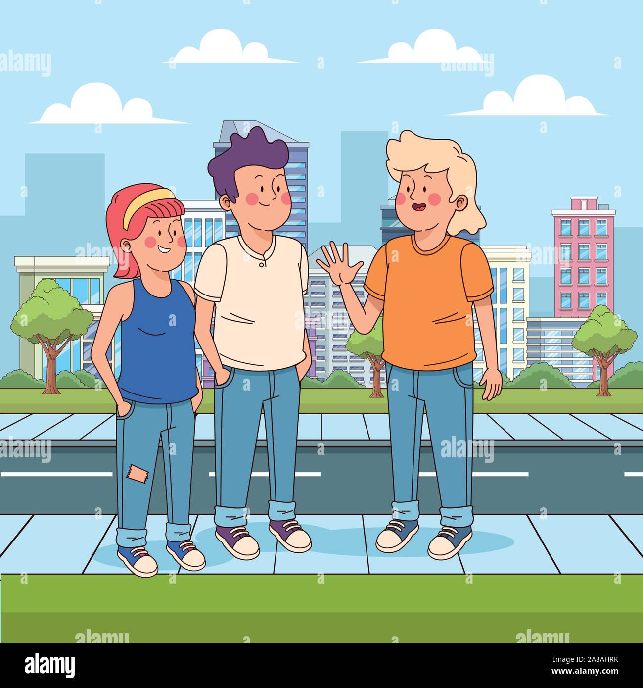 Teenage group conversation Stock Vector Images - Alamy