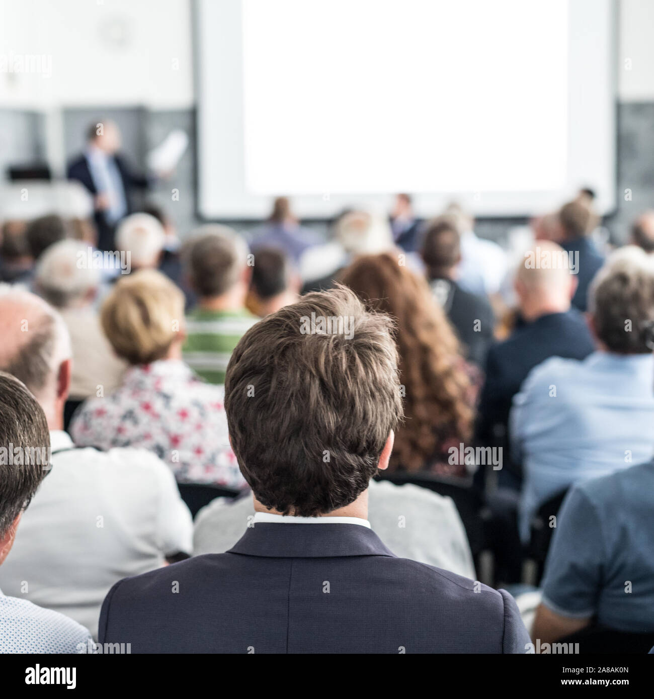 Business speaker giving a talk at business conference event Stock Photo ...