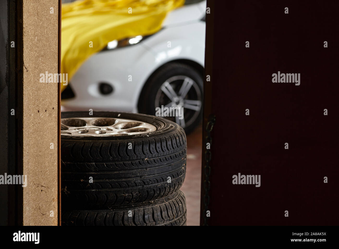 Back of a garage Stock Photo - Alamy
