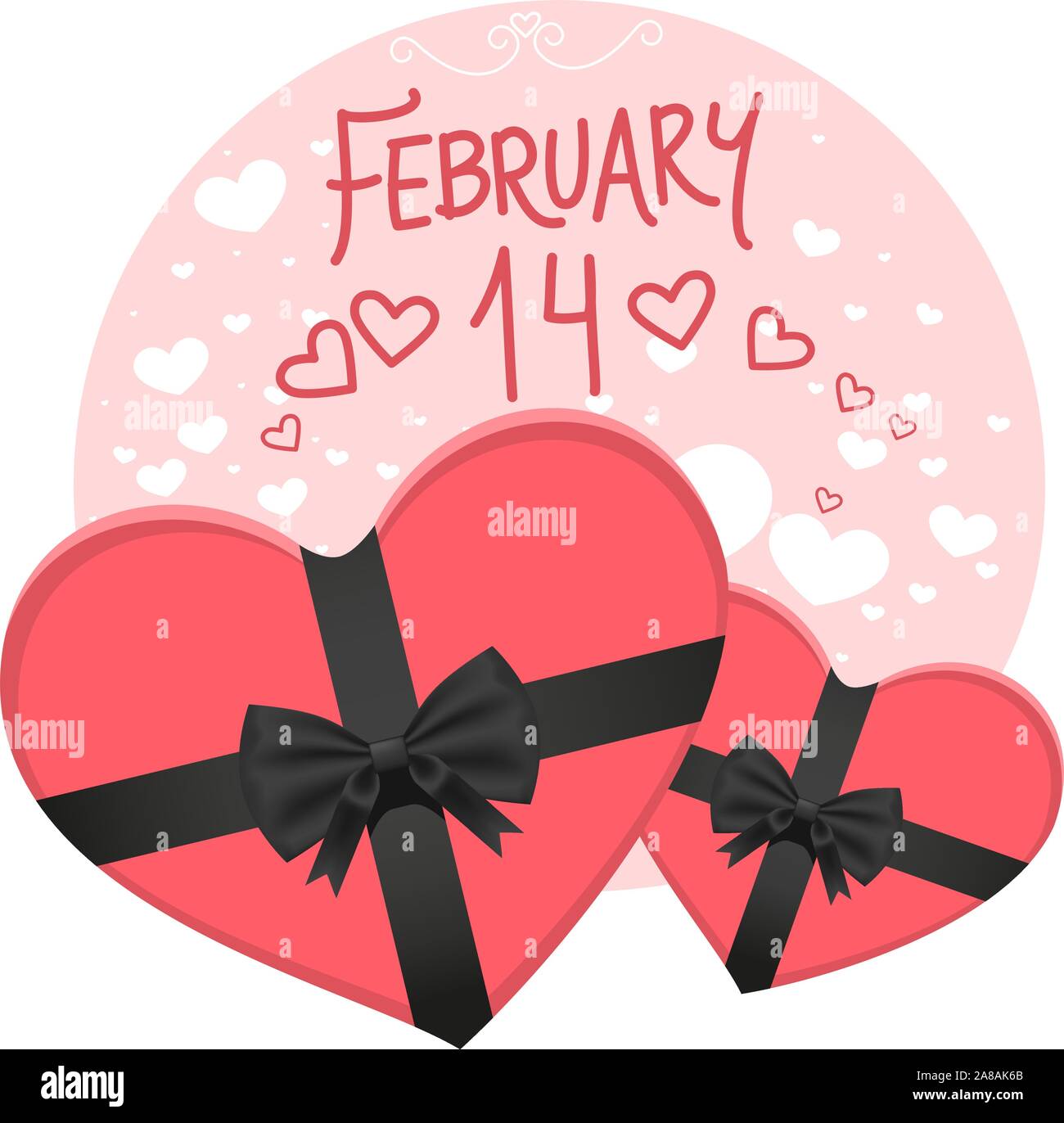 February 14, Saint Valentine's Day vector illustration. Heart shaped ...