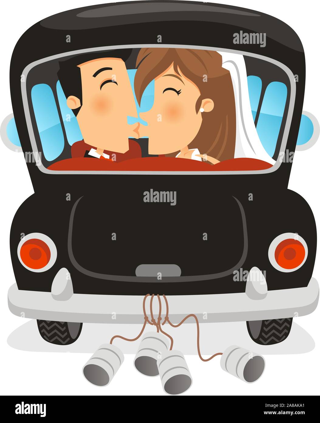 Car kissing bride groom Stock Vector Images - Alamy