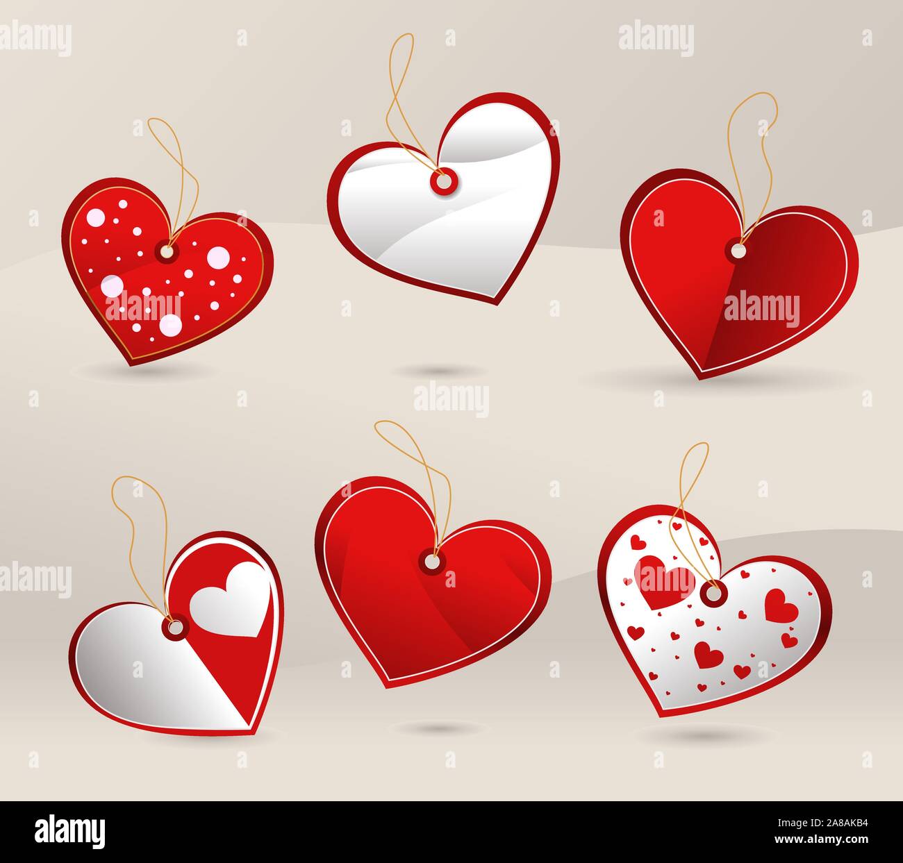 Heart shaped tags set, with different textures and heart tags options ...