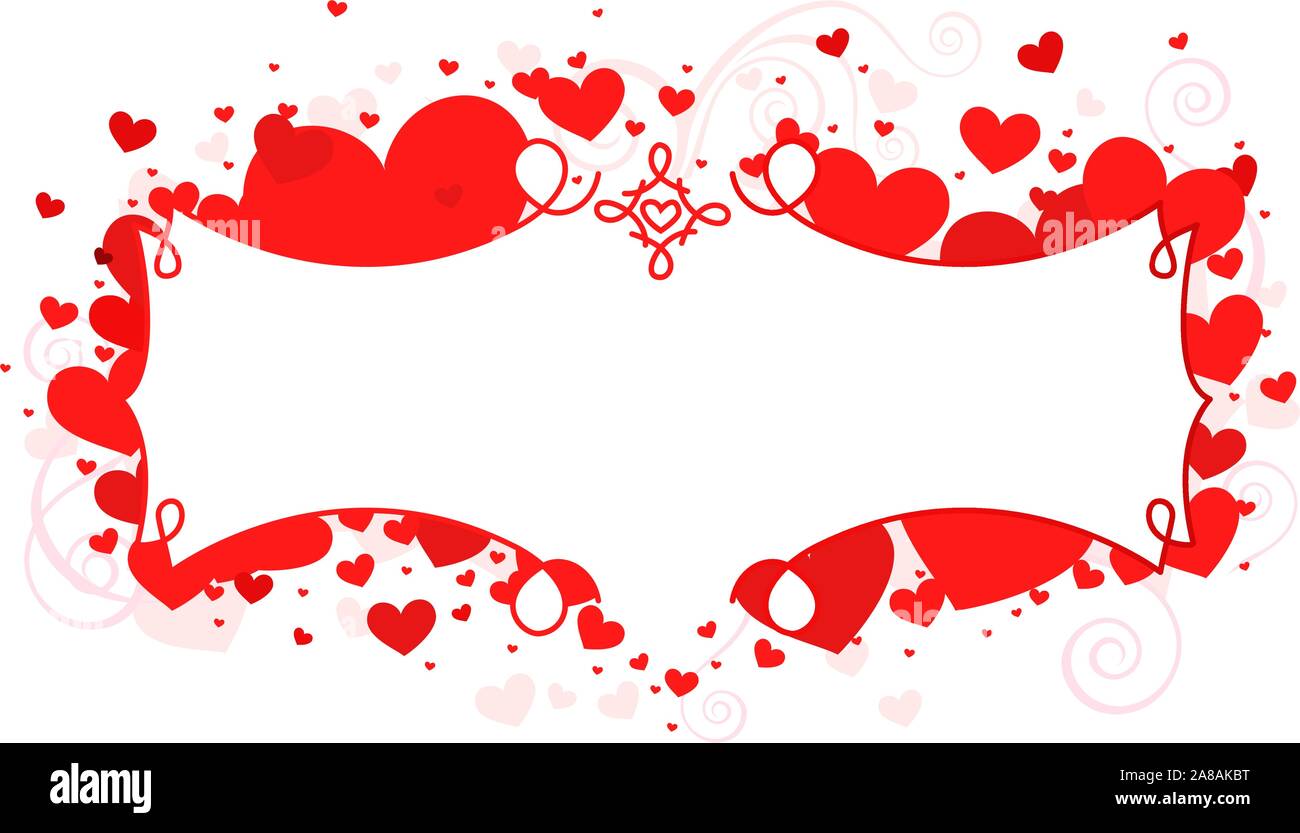 Red and White hearts rectangular frame vector illustration Stock Vector ...