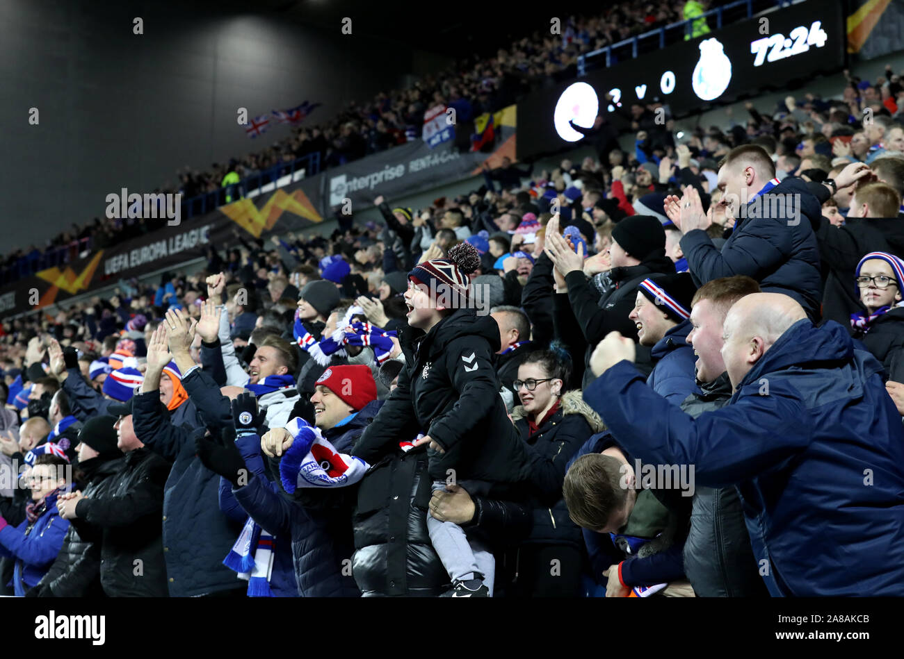 Rangers fans during the UEFA Europa League match at Ibrox Stadium ...