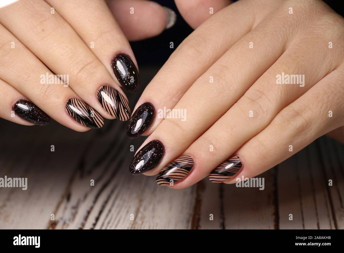 Closeup photo of a beautiful female hands with elegant manicure Stock ...