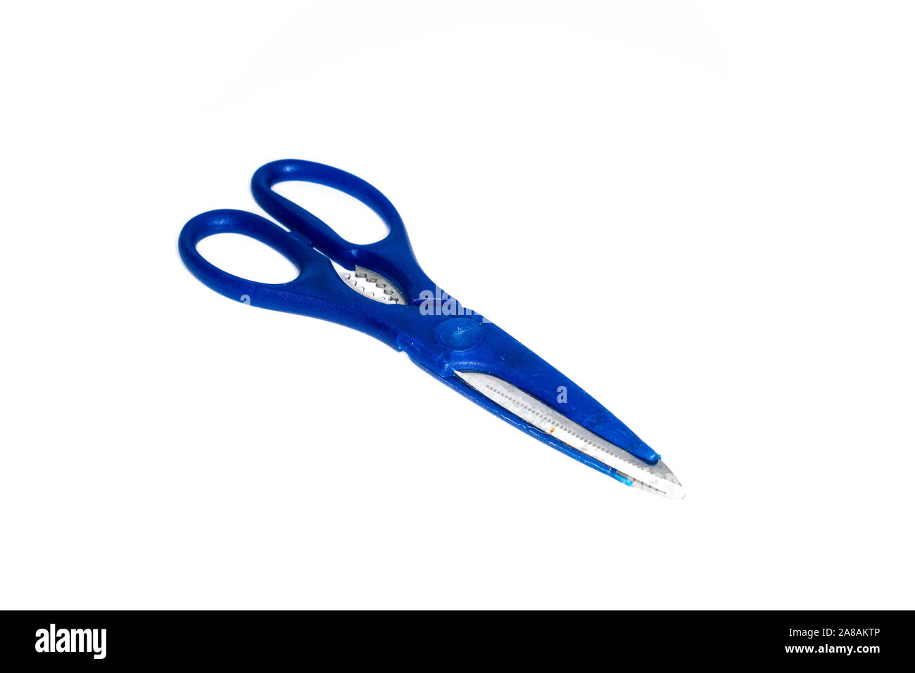 Blue scissors isolated on white background Stock Photo - Alamy