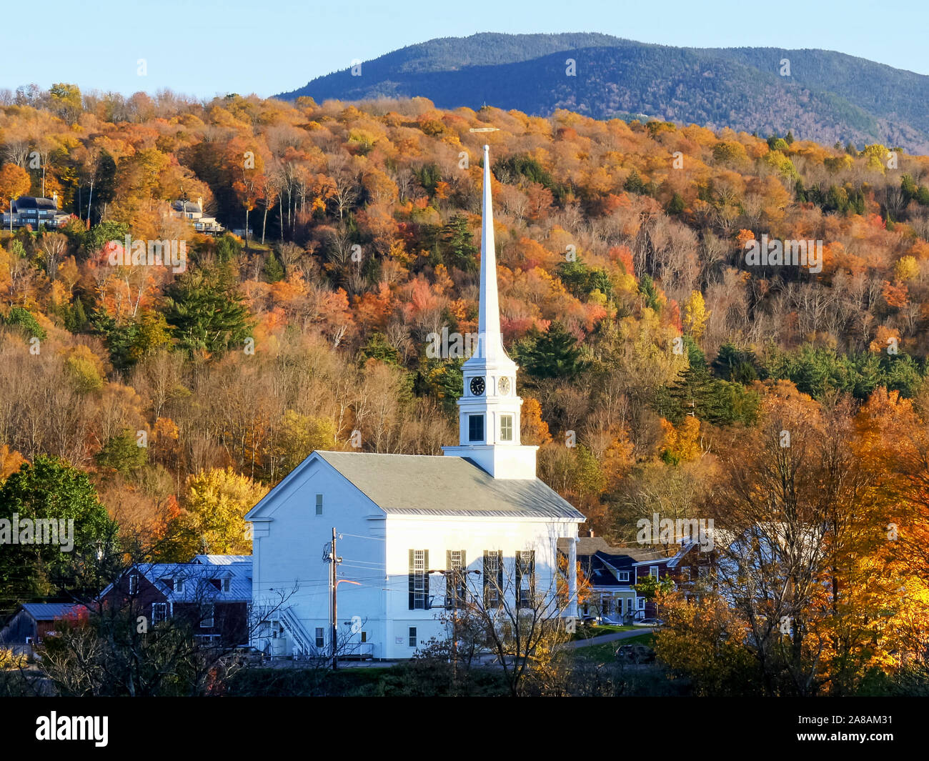 Fall foliage stowe community church hi-res stock photography and images ...