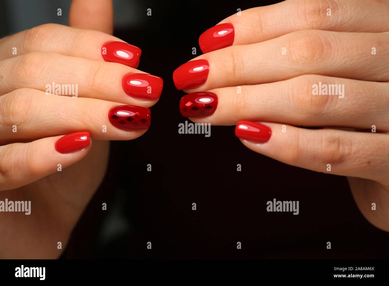 Closeup photo of a beautiful female hands with elegant manicure Stock ...