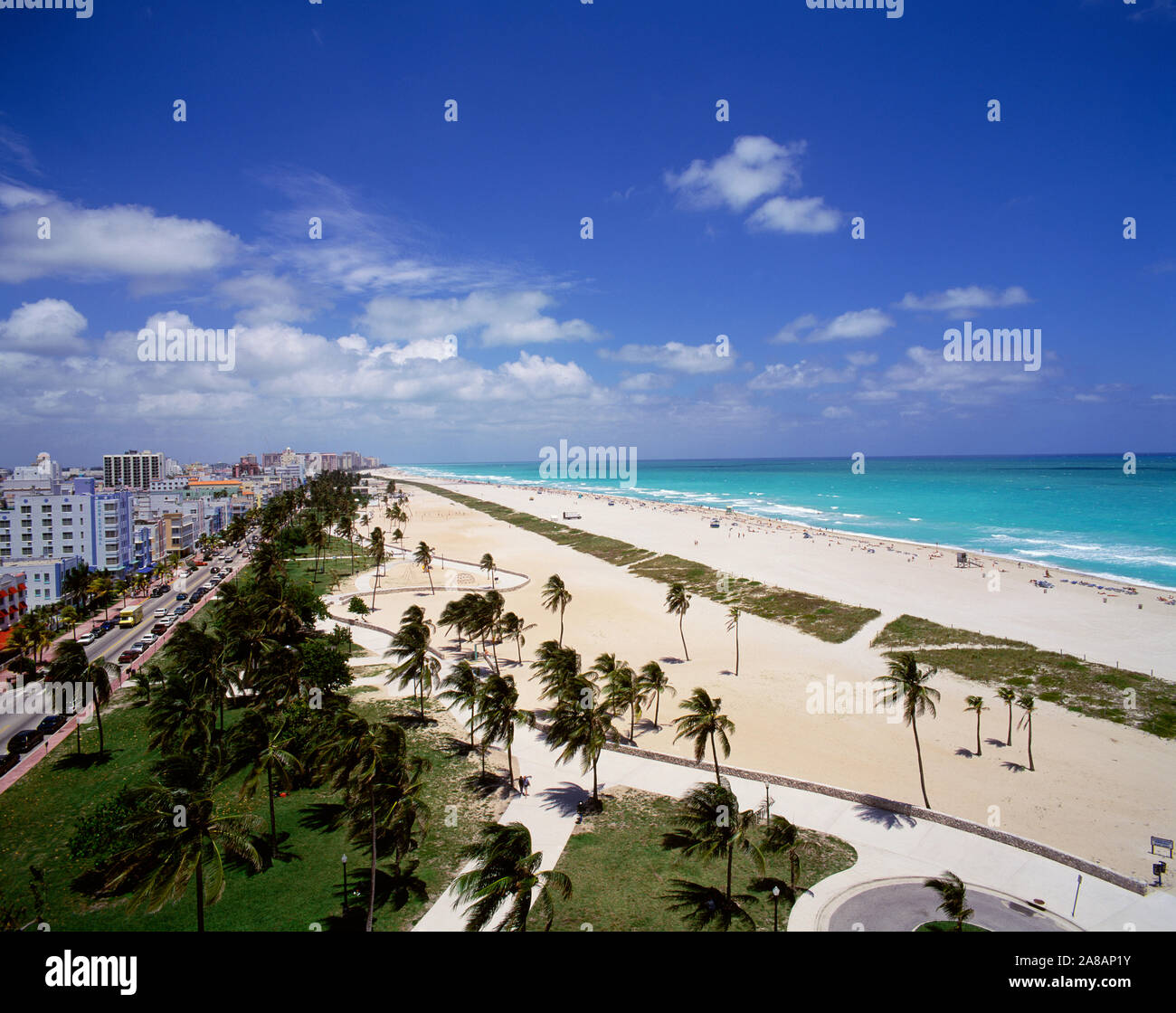 USA, Florida, Miami, Ocean Drive and South Beach of Miami Stock Photo ...