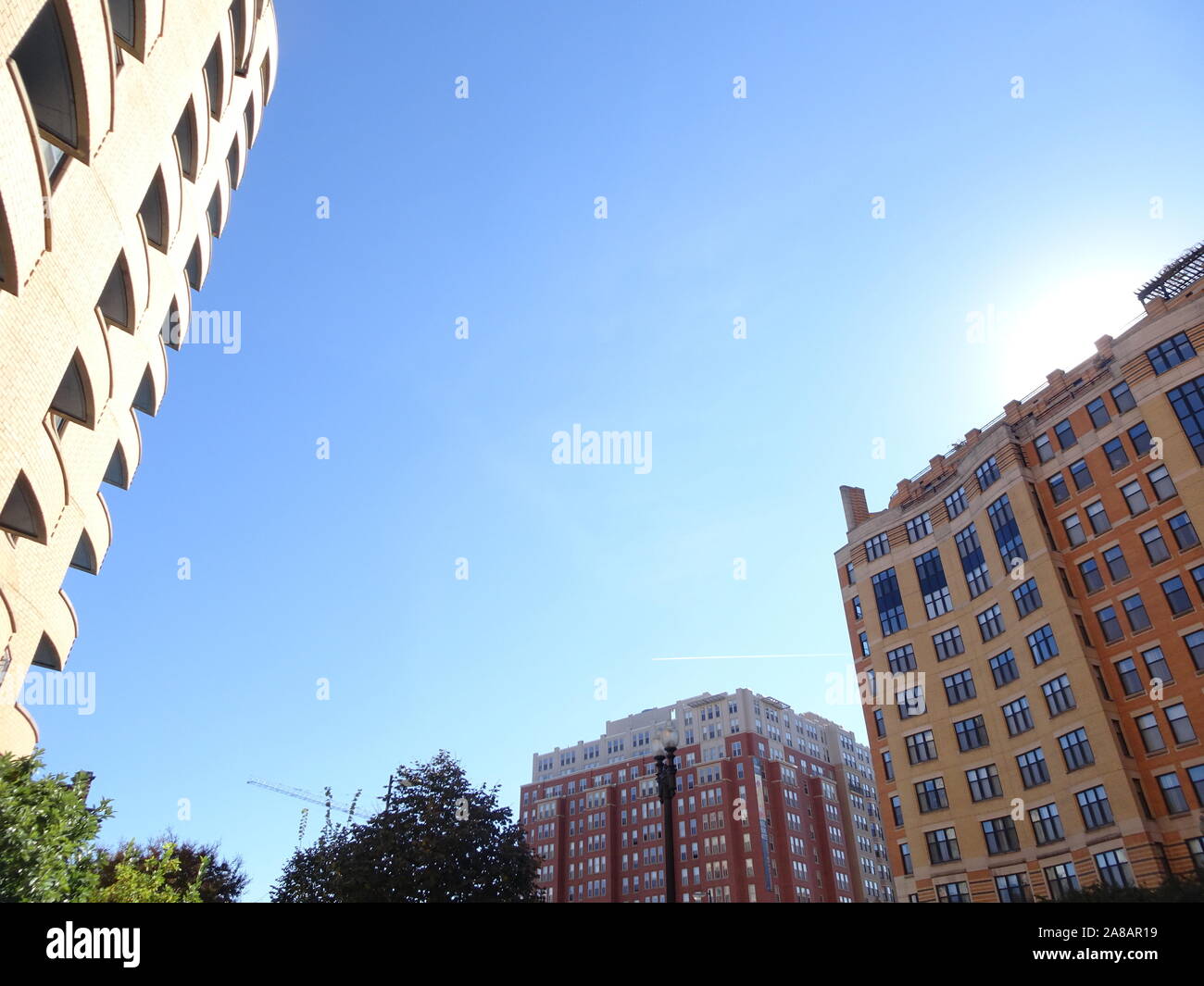 Brick buildings in a city on a nice day Stock Photo - Alamy
