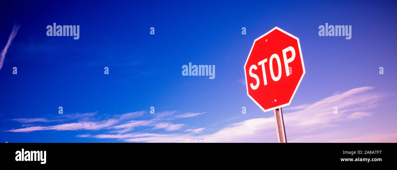 Low angle view of stop sign Stock Photo - Alamy